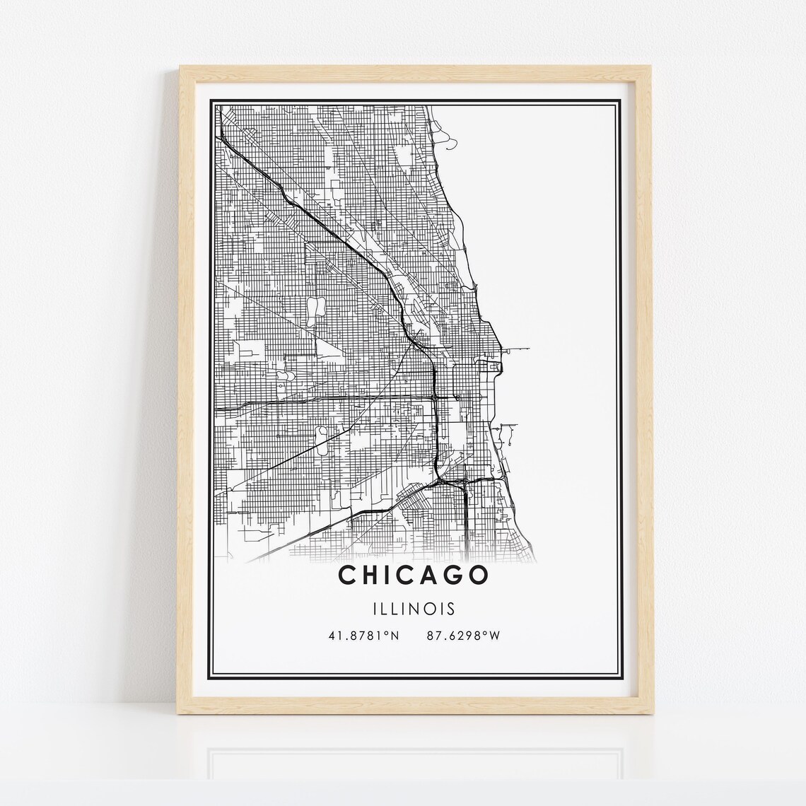 Chicago Map Print Poster Canvas Illinois Map Print Poster - Etsy