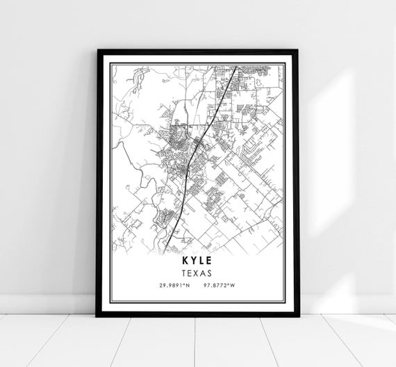 Kyle mapa imprimir póster lienzo / Mapa de Texas imprimir - Etsy México