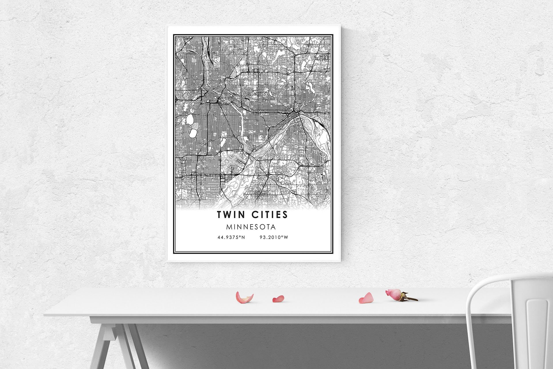 Twin Cities map print poster canvas Twin Cities map print | Etsy