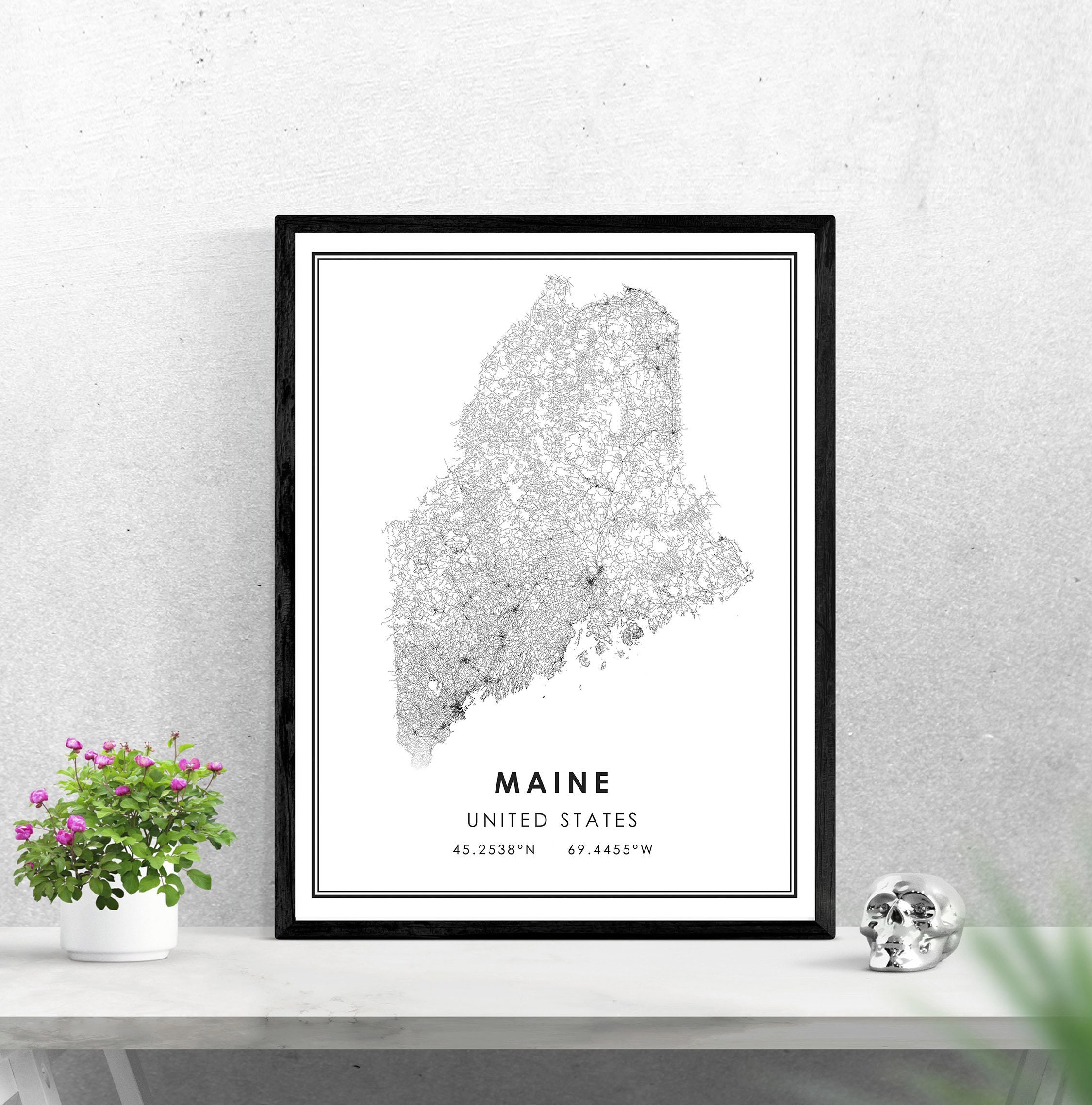 Maine United States Map Print Poster Canvas Maine United | Etsy