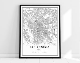 San Antonio/bexar County Detailed Region Wall Map W/zip Codes - Etsy