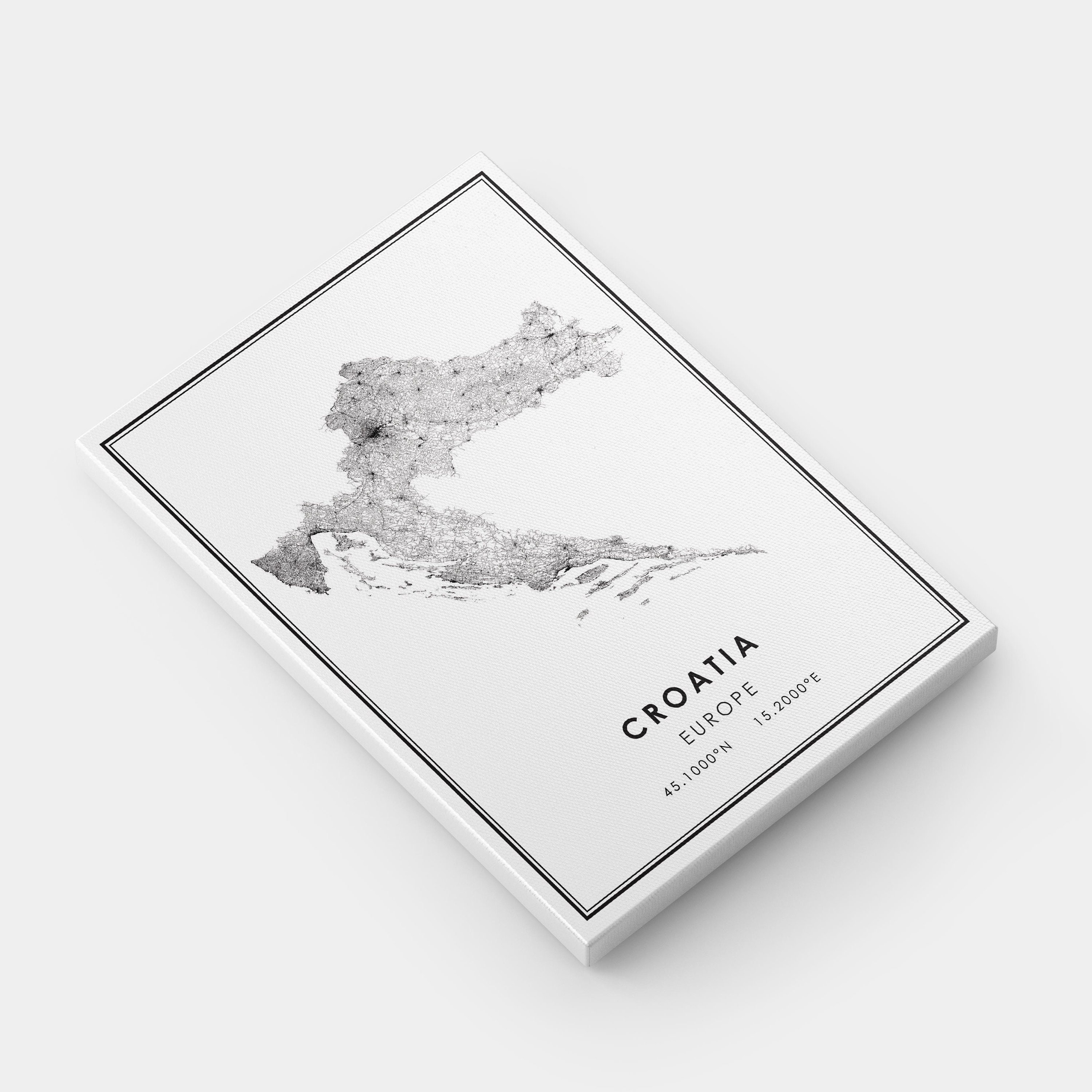 Croatia Country Map Print Poster Canvas Croatia Road Map | Etsy