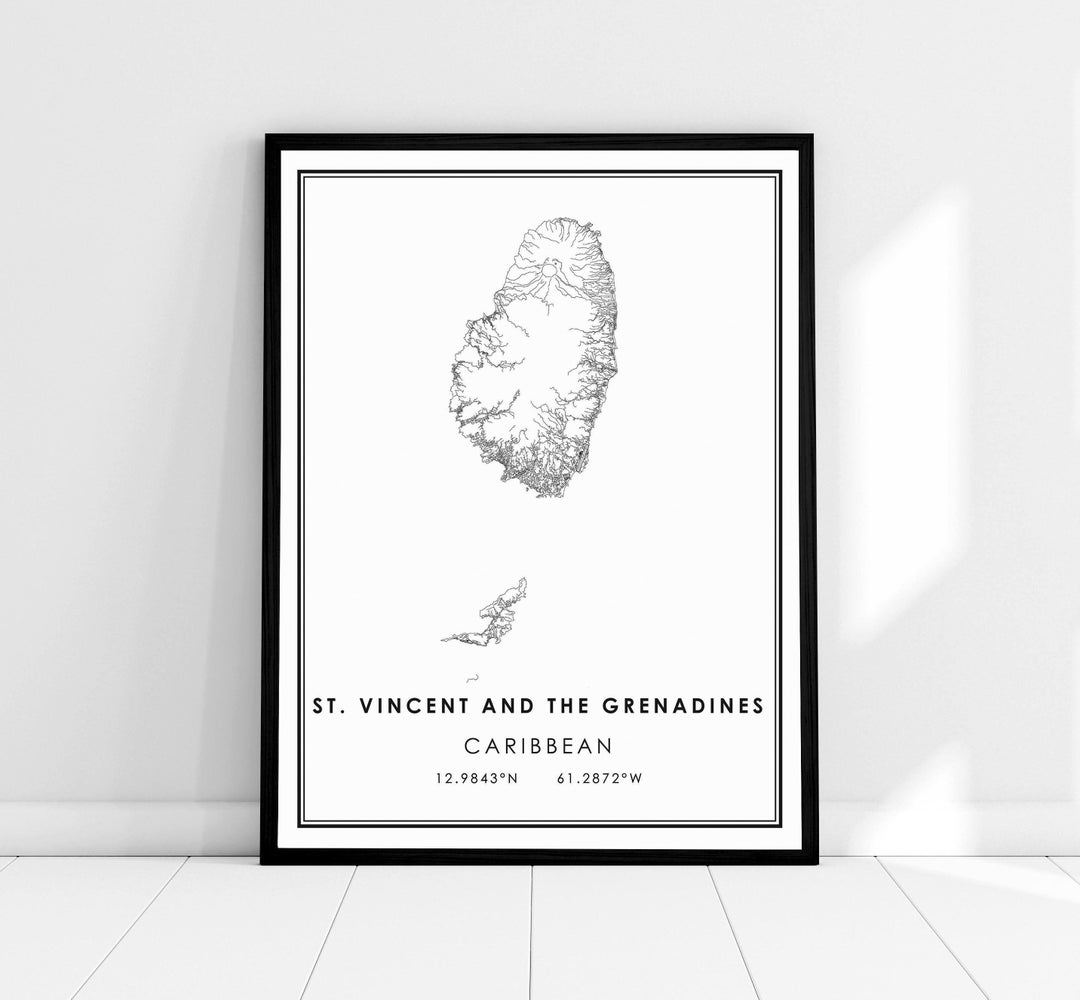 Saint Vincent and the Grenadines Map Print Poster Canvas | Caribbean ...