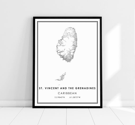 Saint Vincent and the Grenadines Map Print Poster Canvas - Etsy