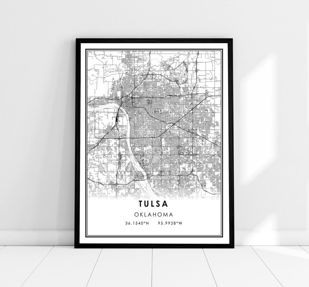 Tulsa Map Print Poster Canvas | Oklahoma Map Print Poster Canvas ...