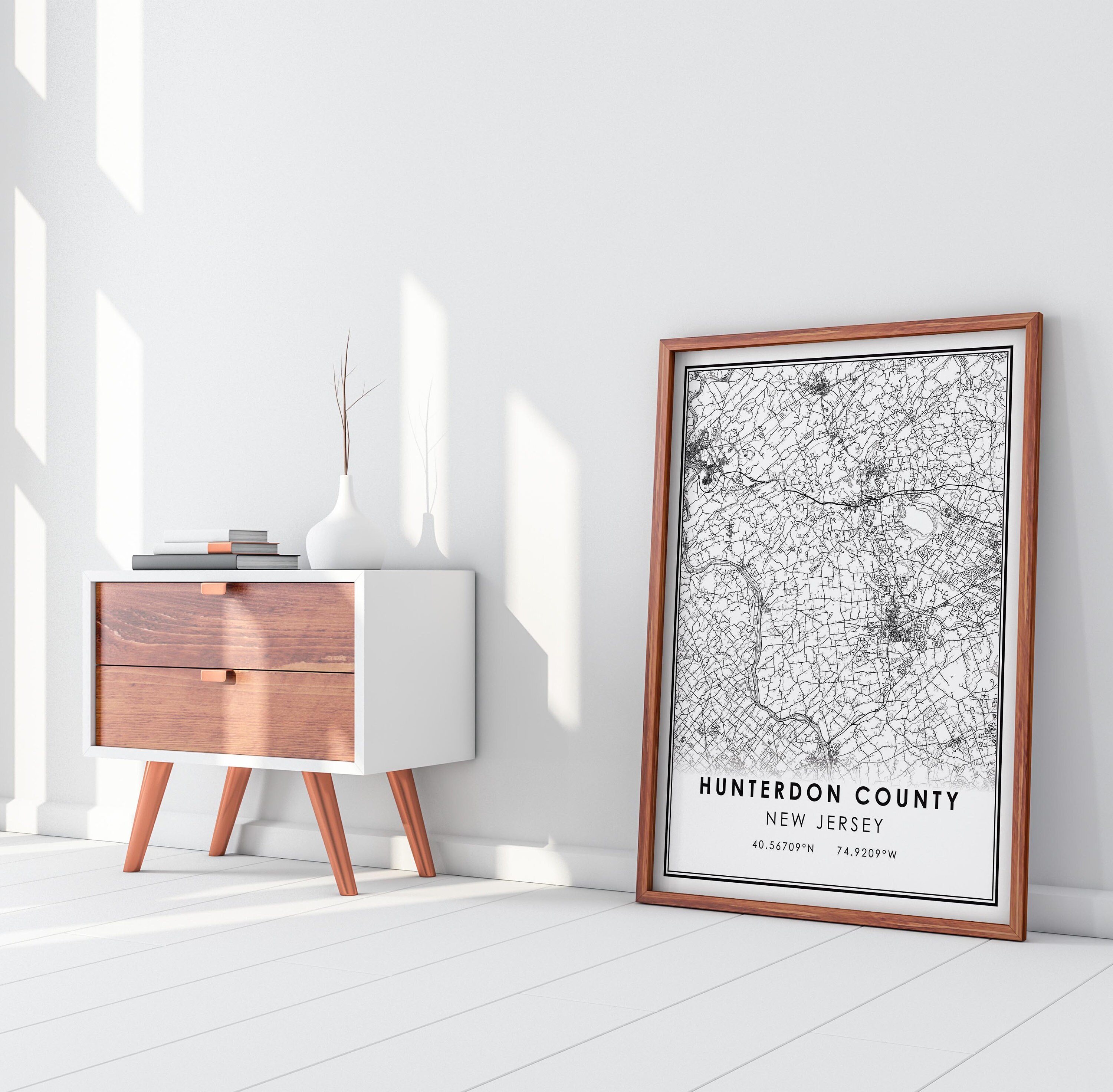 Hunterdon County Map Print Poster Canvas New Jersey Map - Etsy