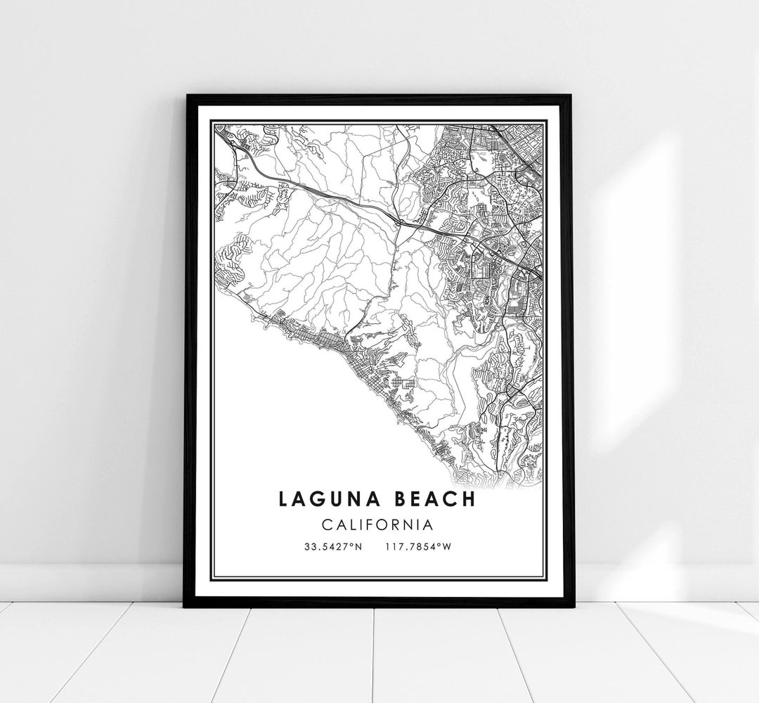 Laguna Beach Map Print Poster Canvas | California Map Print Poster ...