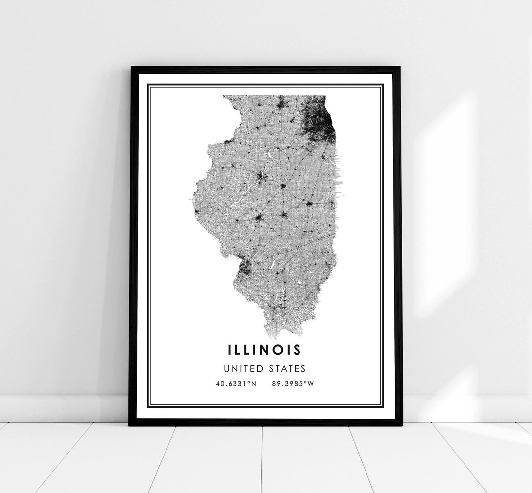Illinois United States Map Print Poster Canvas | Illinois United States ...