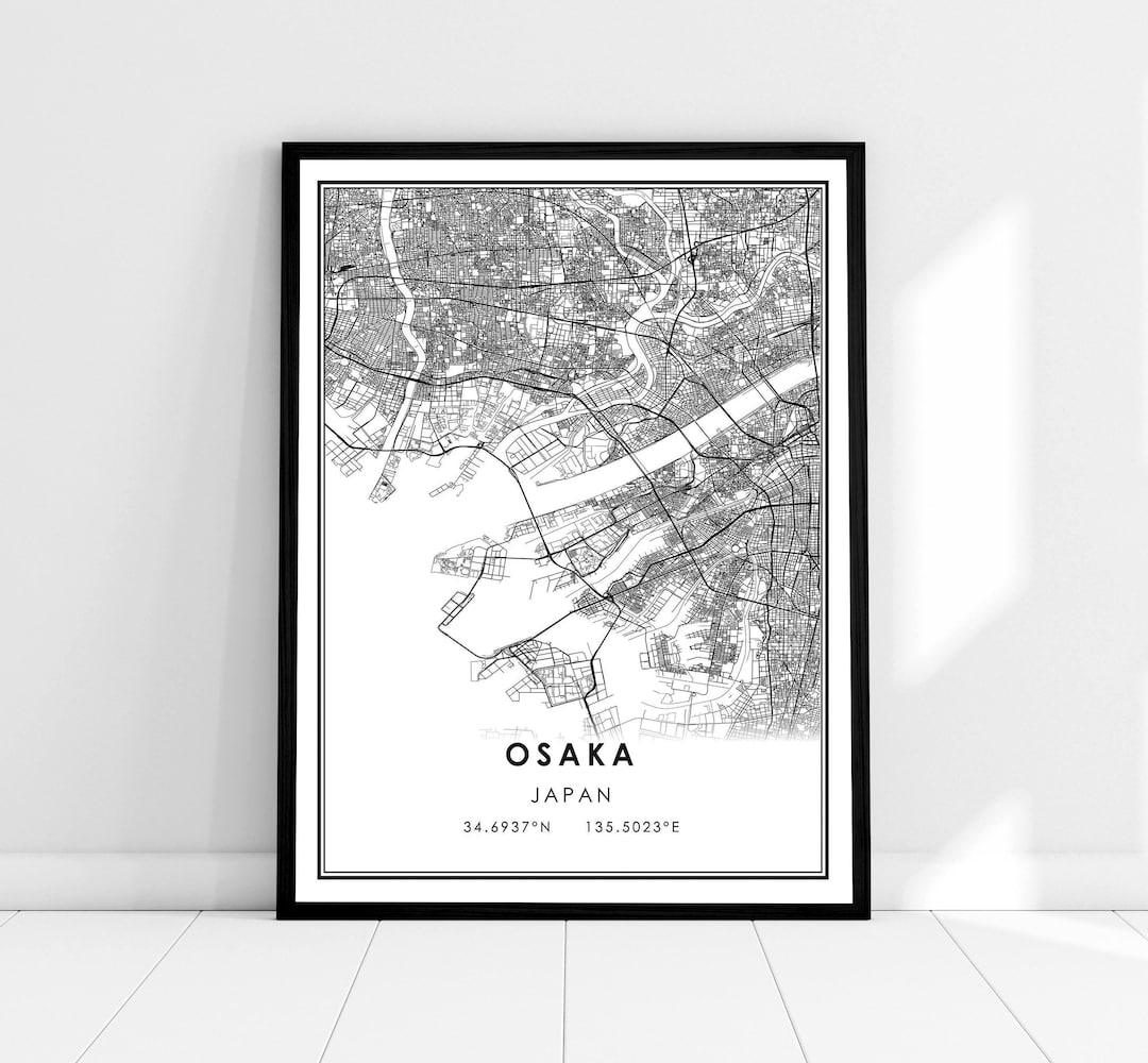 Osaka Map Print Poster Canvas | Japan Map Print Poster Canvas | Osaka ...