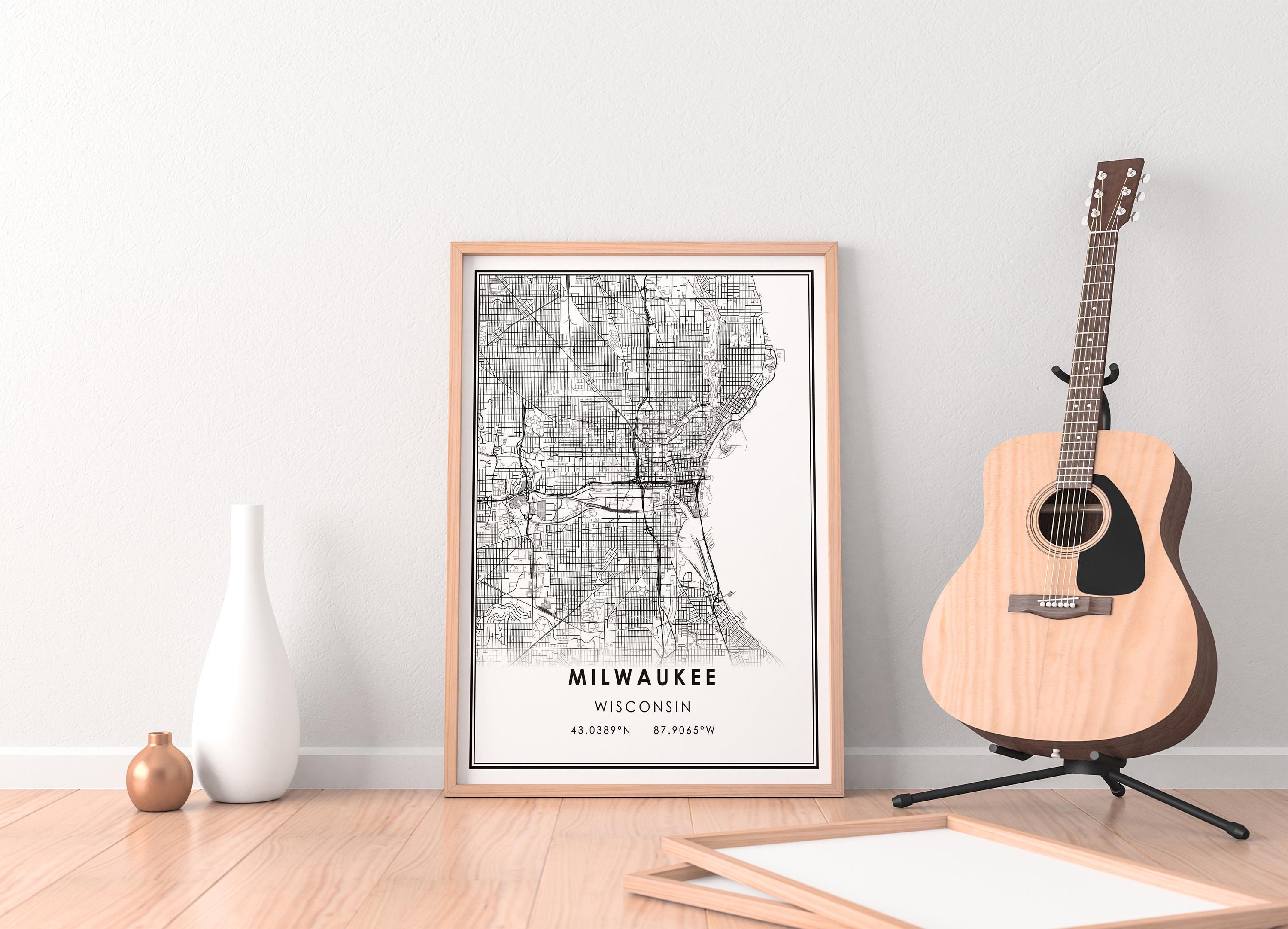 Milwaukee Map Print Poster Canvas Wisconsin Map Print Poster - Etsy