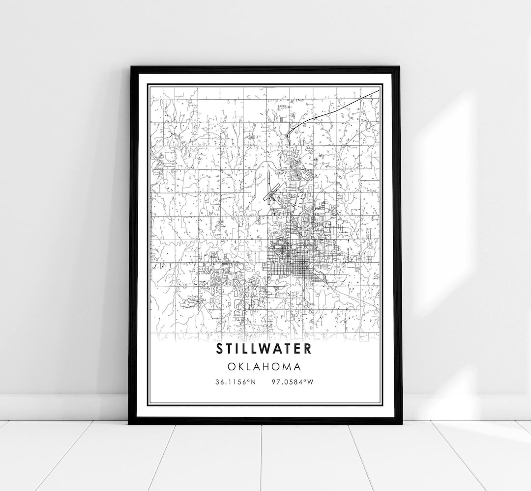 Stillwater Map Print Poster Canvas | Oklahoma Map Print Poster Canvas ...