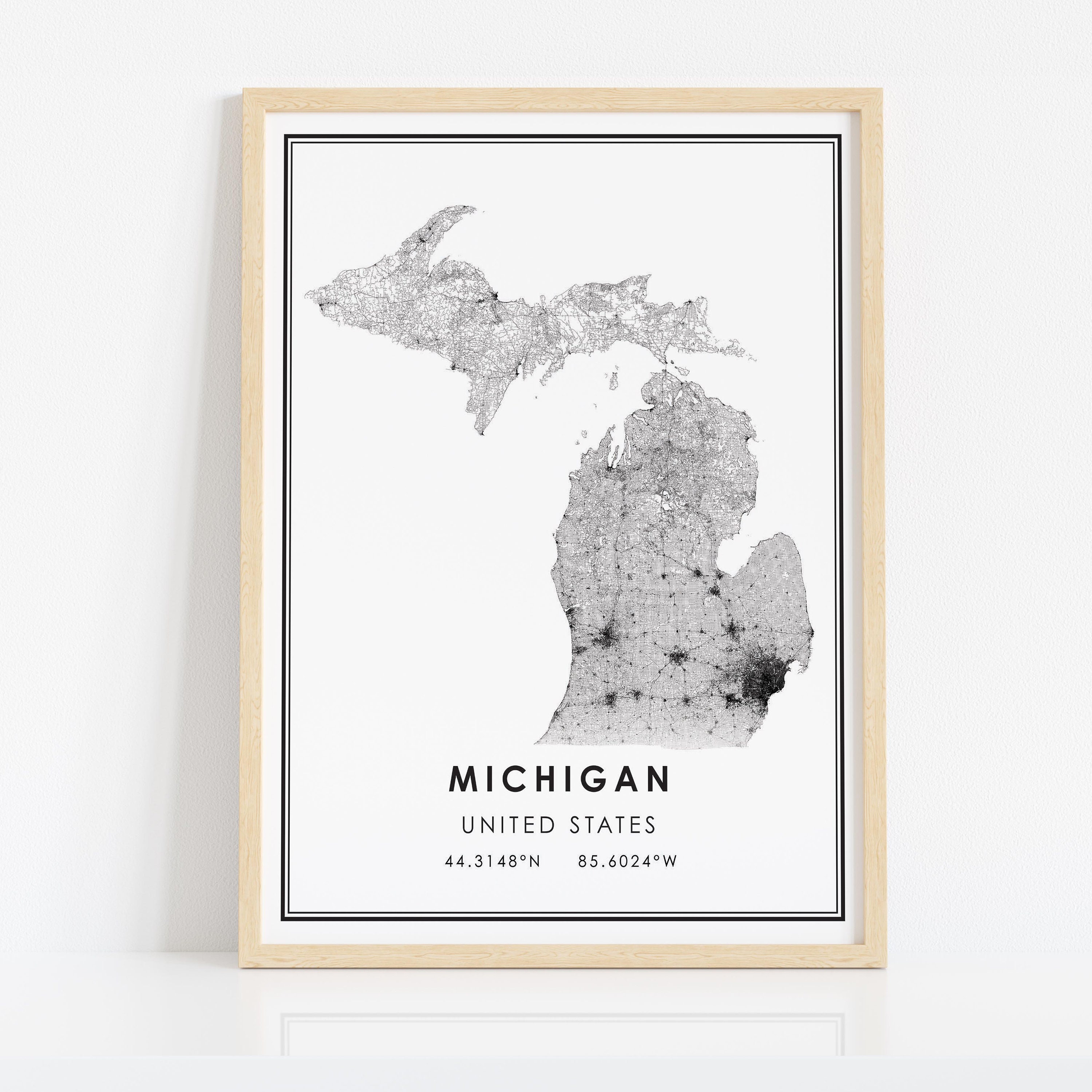 Michigan United States Map Print Poster Canvas Michigan - Etsy