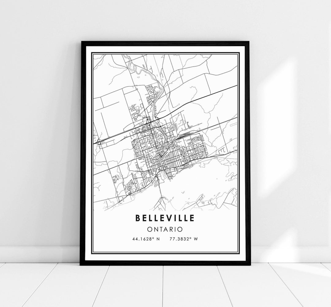 Belleville Map Print Poster Canvas | Ontario Map Print Poster Canvas ...