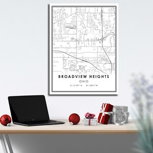 Broadview Heights map print poster canvas Broadview Heights | Etsy