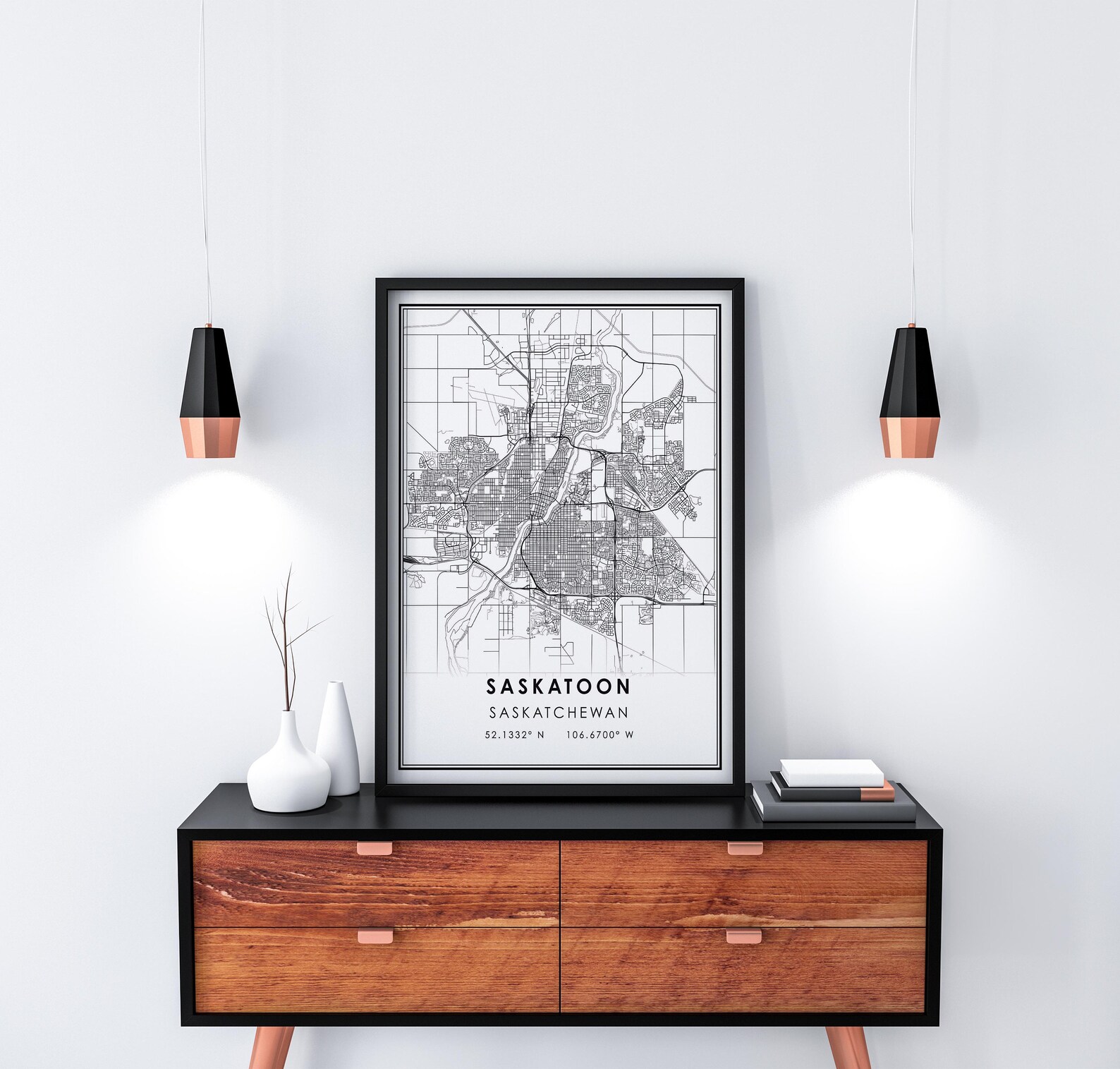 Saskatoon Map Print Poster Canvas | Saskatchewan Map Print Poster ...