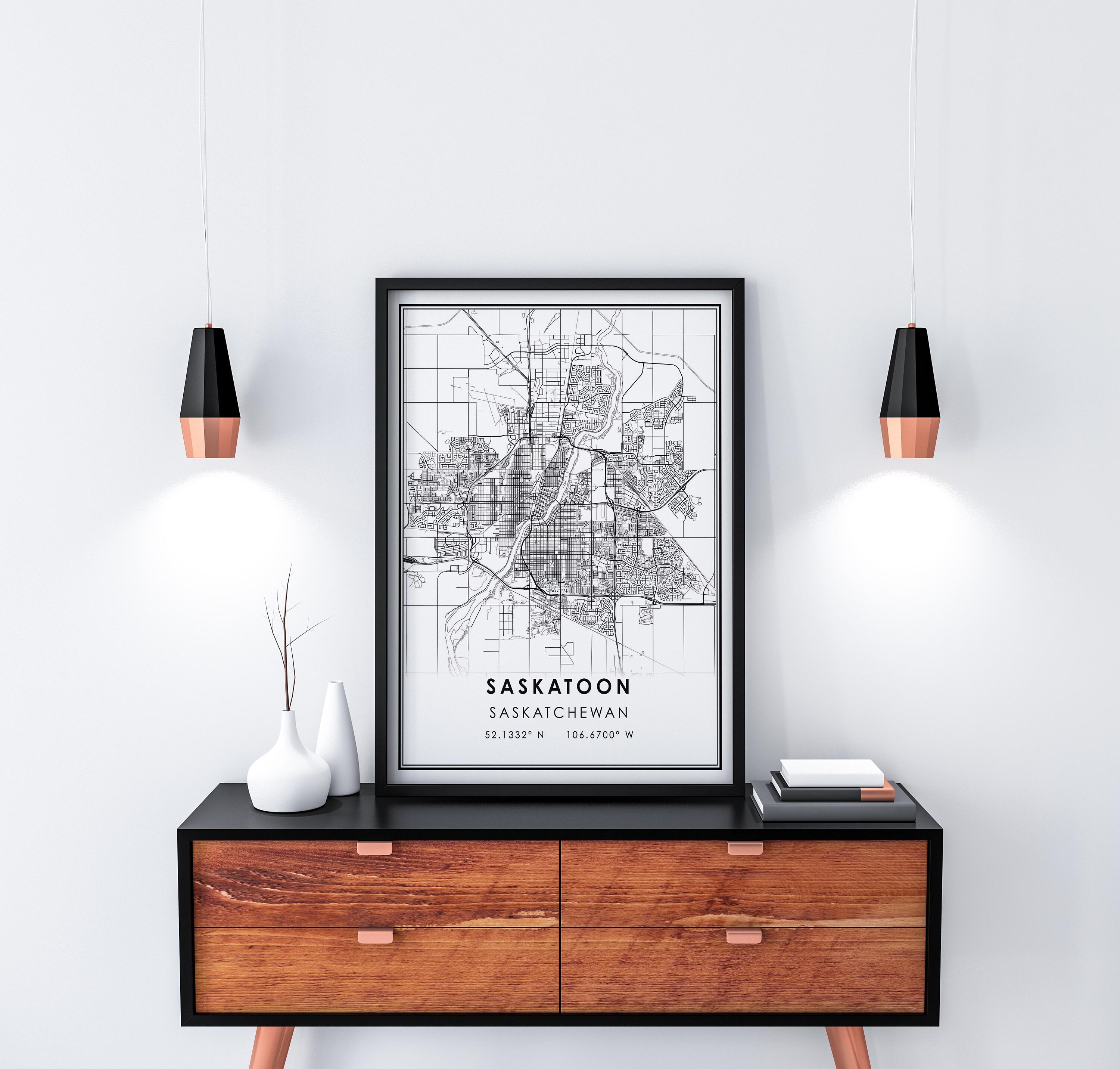Saskatoon Map Print Poster Canvas | Saskatchewan Map Print Poster ...