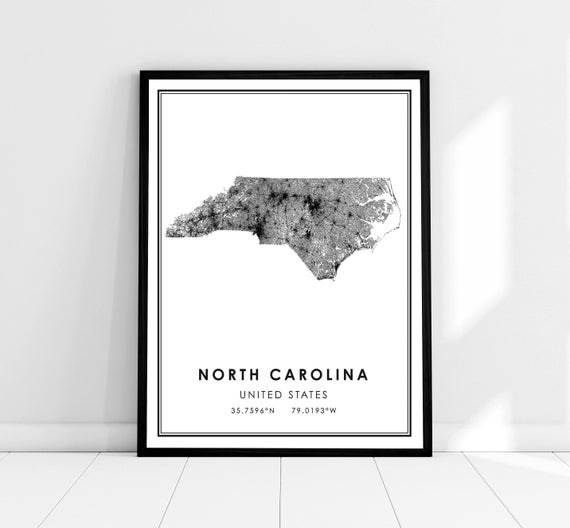 North Carolina United States Map Print Poster Canvas North - Etsy