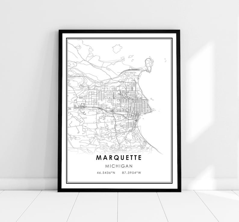 Marquette Map Print Poster Canvas Michigan Map Print Poster - Etsy
