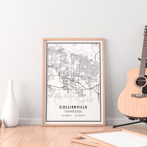 Collierville Map Print Poster Canvas | Tennessee Map Print Poster ...