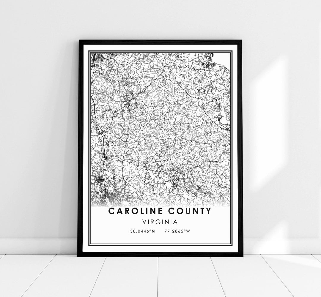 Caroline County Map Print Poster Canvas | Caroline County City Map ...
