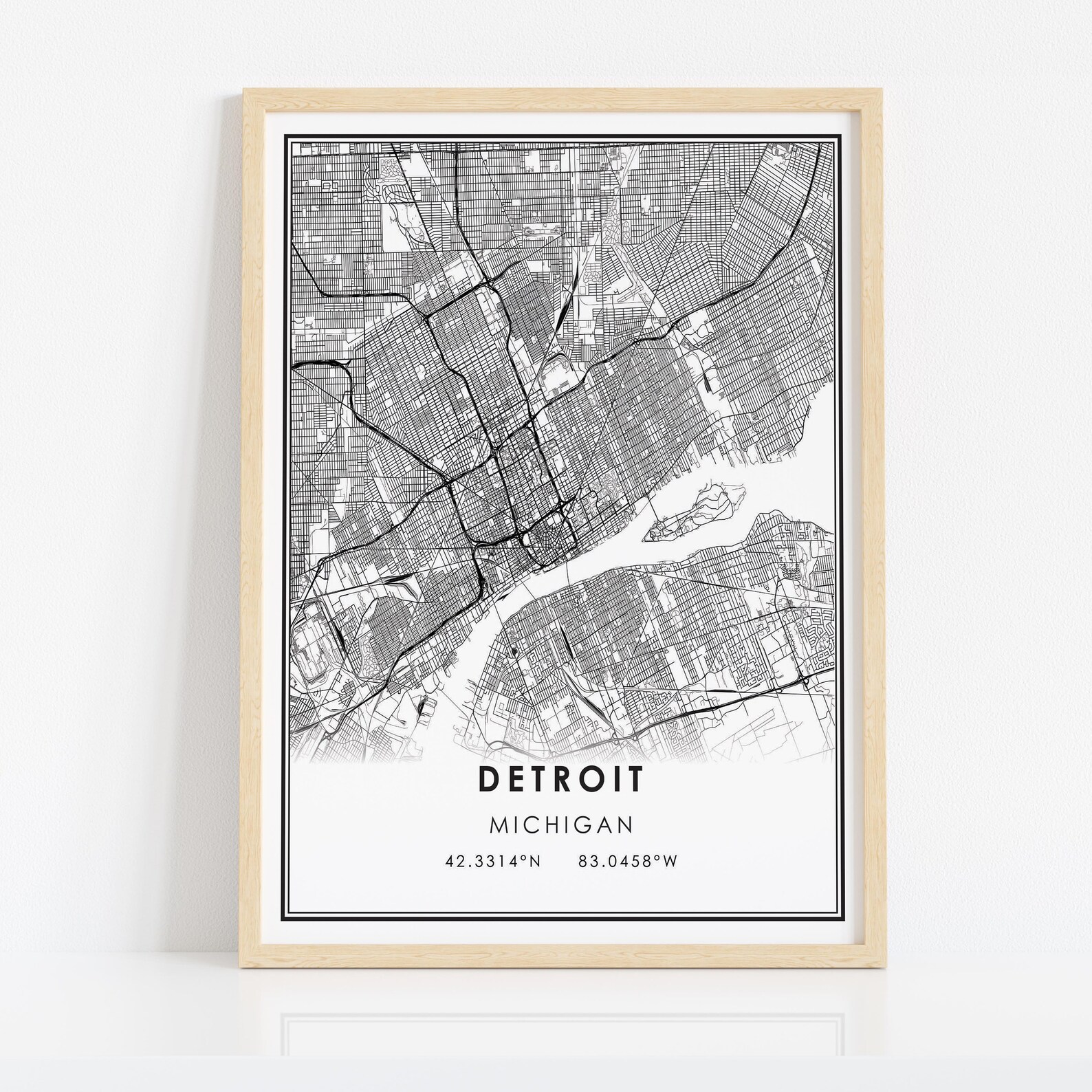 Detroit Map Print Poster Canvas | Michigan Map Print Poster Canvas ...