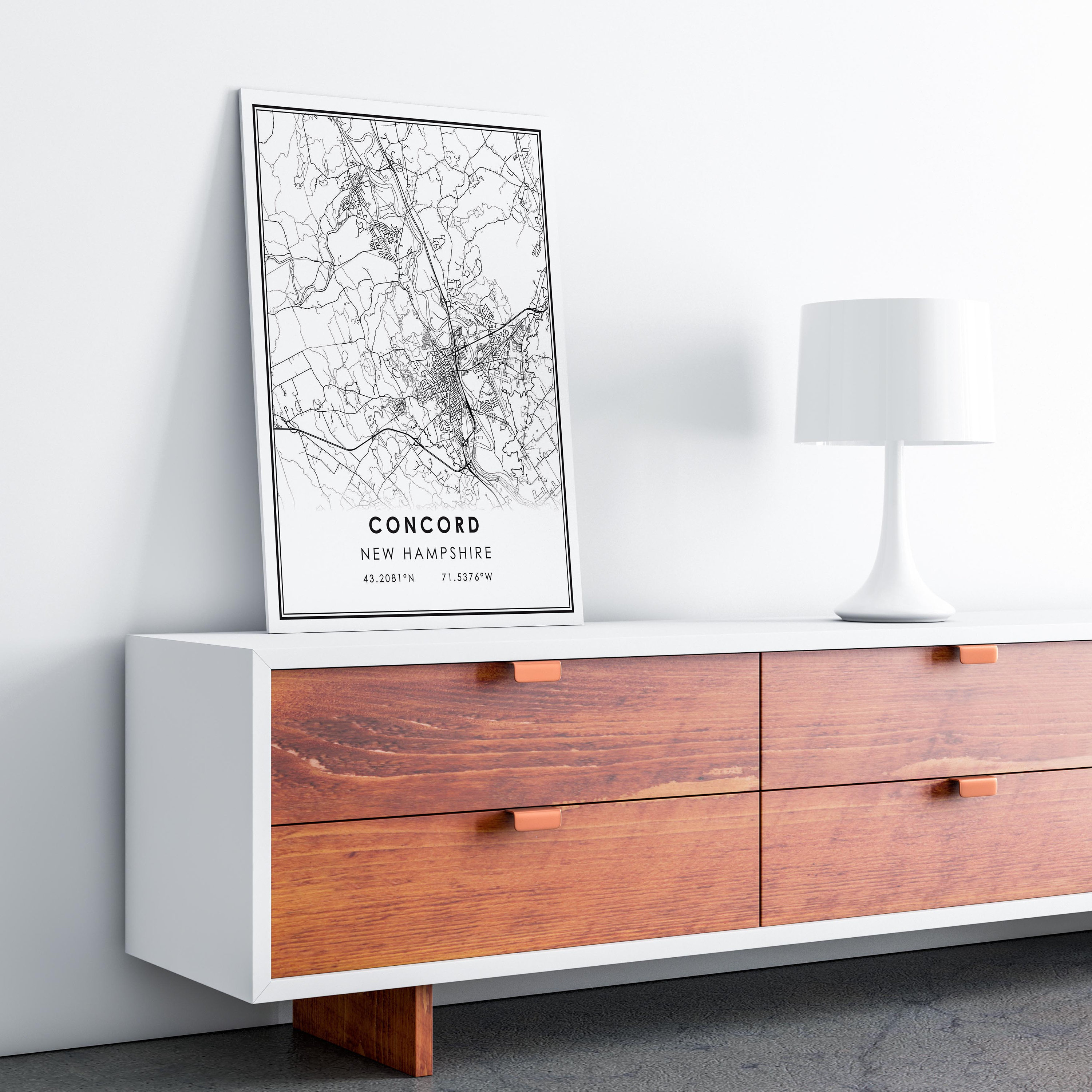 Concord Map Print Poster Canvas | New Hampshire Map Print Poster Canvas ...