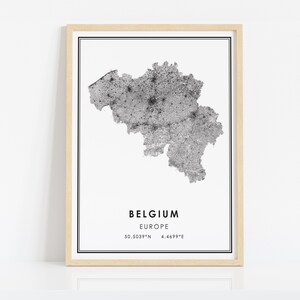 Belgium Country Map Print Poster Canvas Belgium Country Road Map Print ...