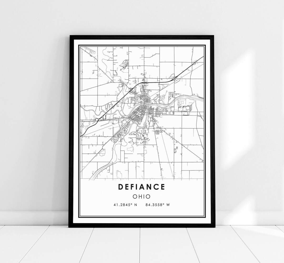 Defiance Ohio Map Print Poster Canvas | Defiance City Map Print Poster ...