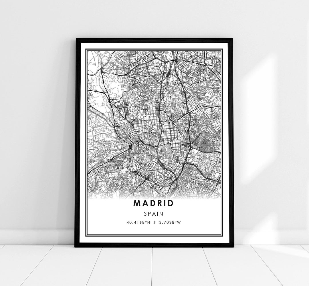 Madrid Map Print Poster Canvas | Spain Map Print Poster Canvas | Madrid ...