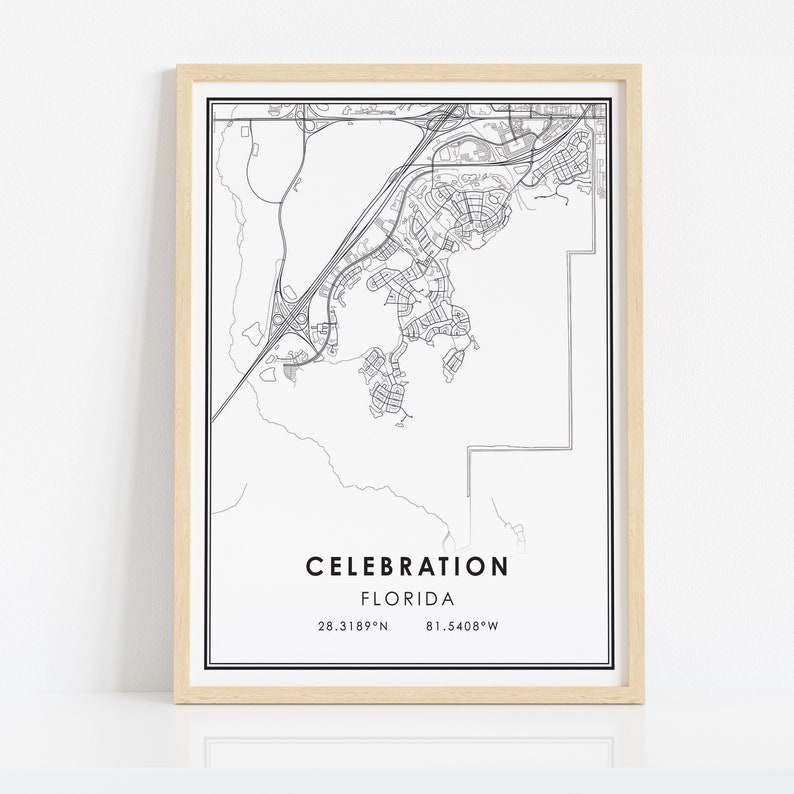 Celebration Map Print Poster Canvas Florida Map Print Poster - Etsy