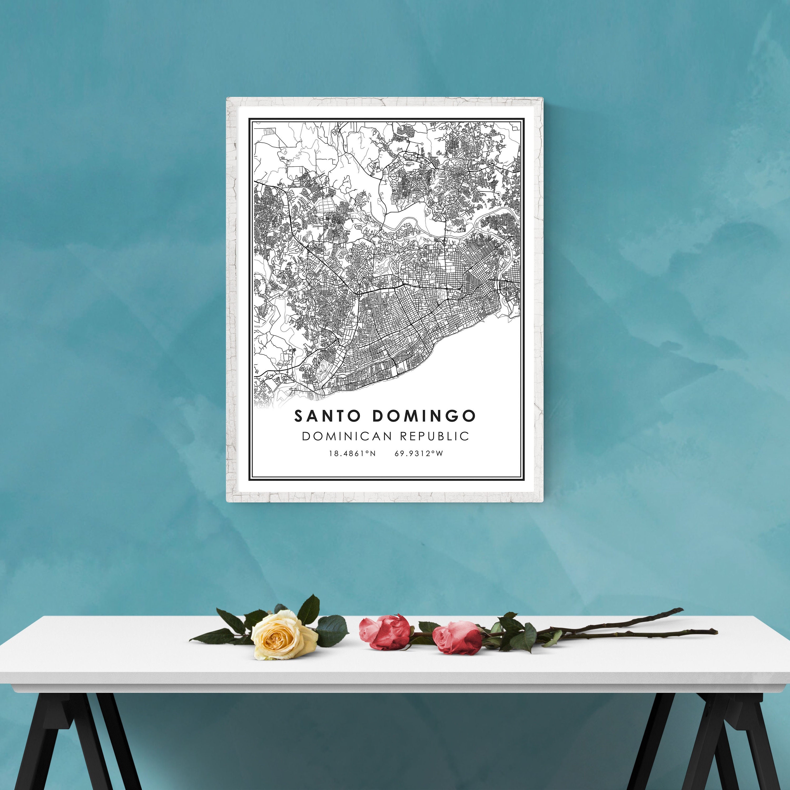 Santo Domingo map print poster canvas Santo Domingo | Etsy