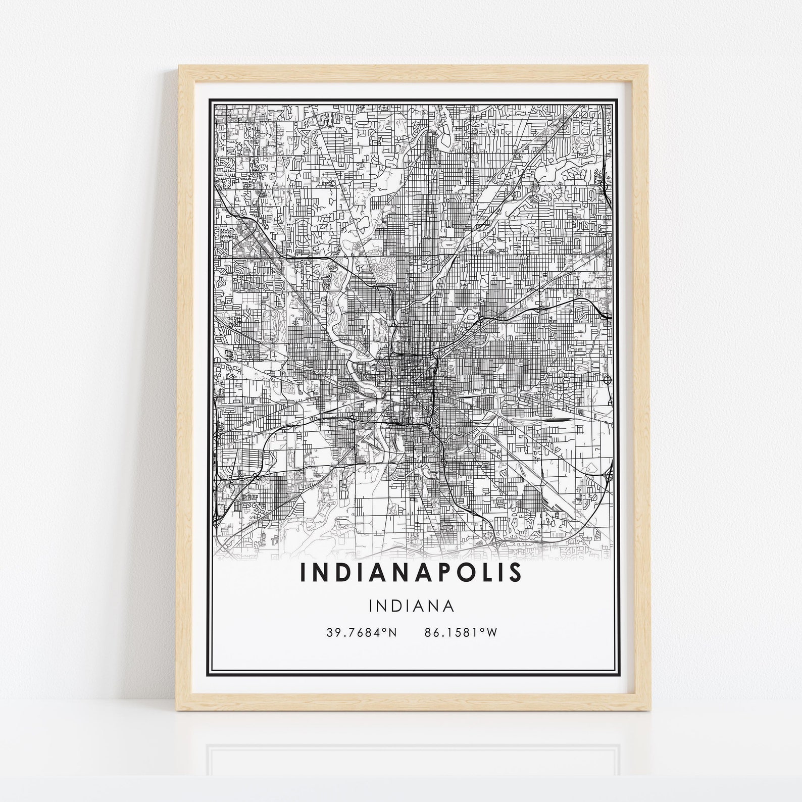 Indianapolis Map Print Poster Canvas Indiana Map Print | Etsy
