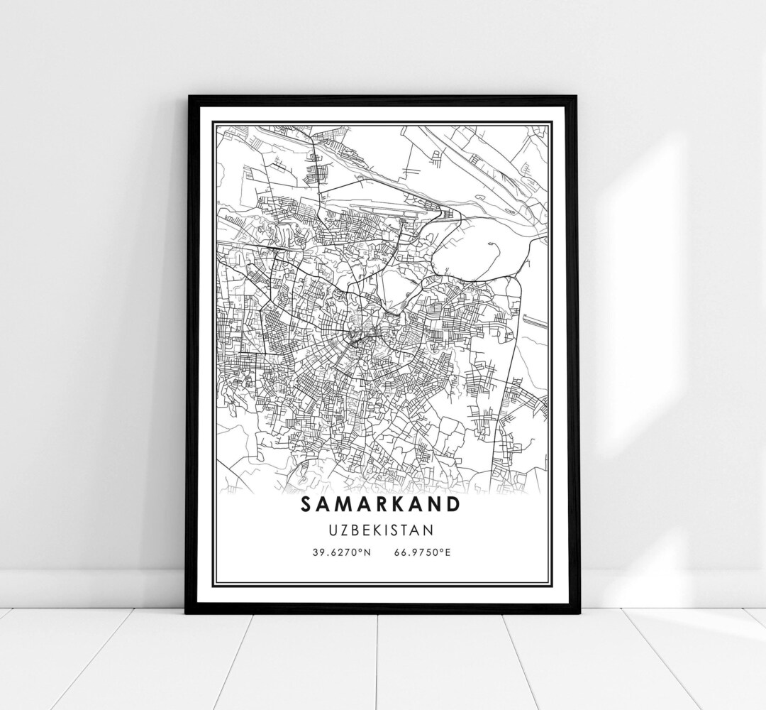 Samarkand Map Print Poster Canvas | Uzbekistan Map Print Poster Canvas ...