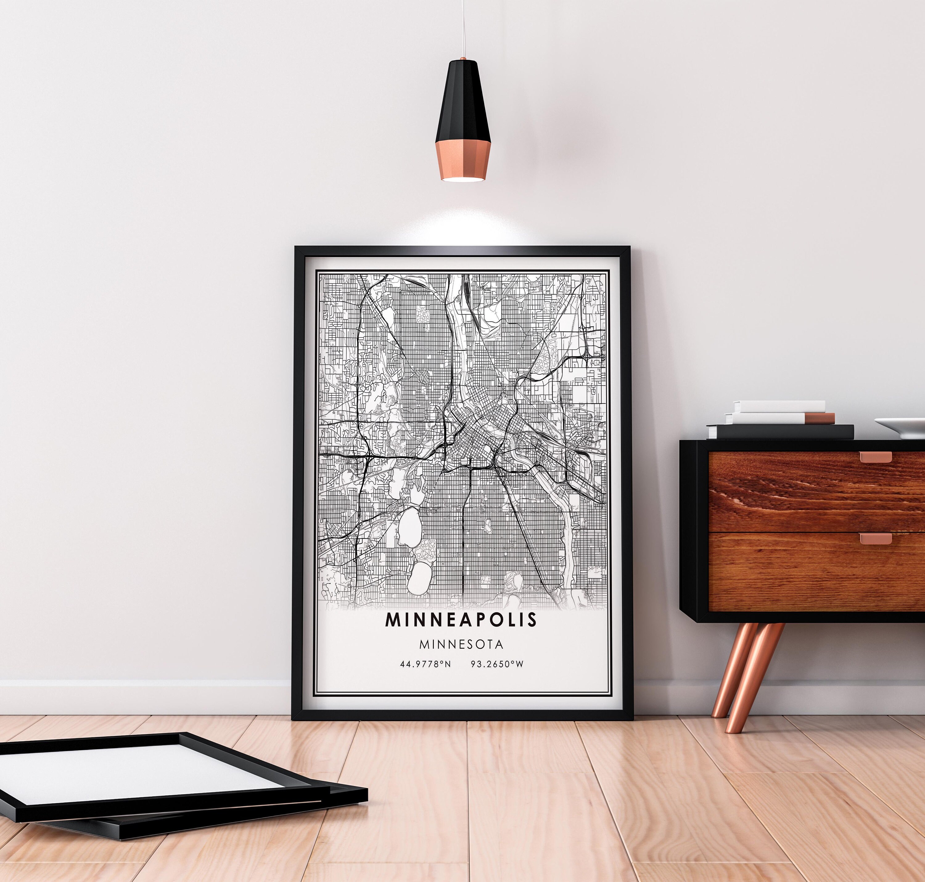 Minneapolis Map Print Poster Canvas Minnesota Map Print - Etsy