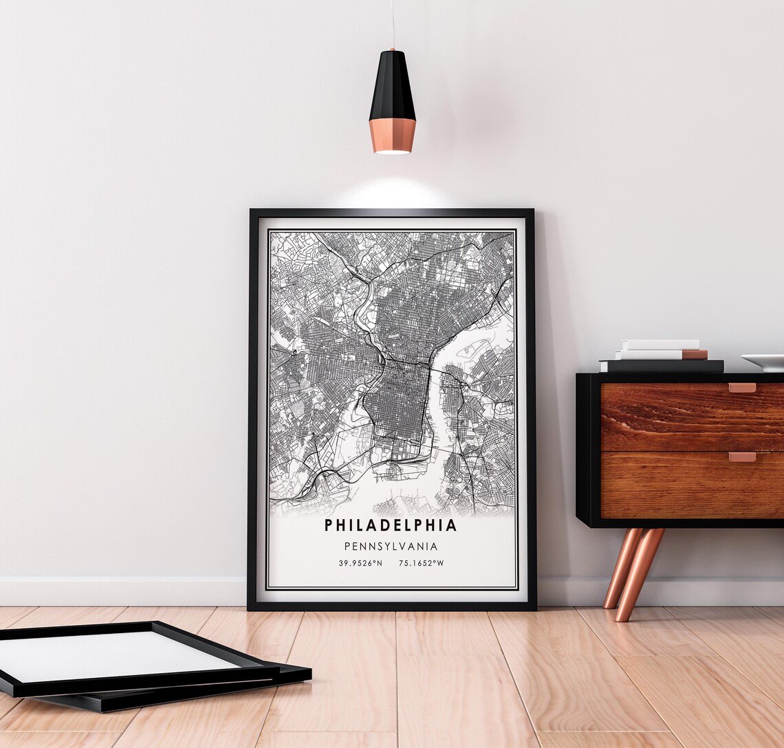 Philadelphia Map Print Poster Canvas Pennsylvania Map Print - Etsy