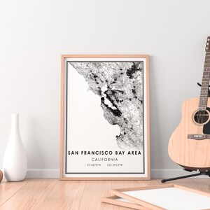 San Francisco Bay Area Map Print Poster Canvas | California Map Print ...
