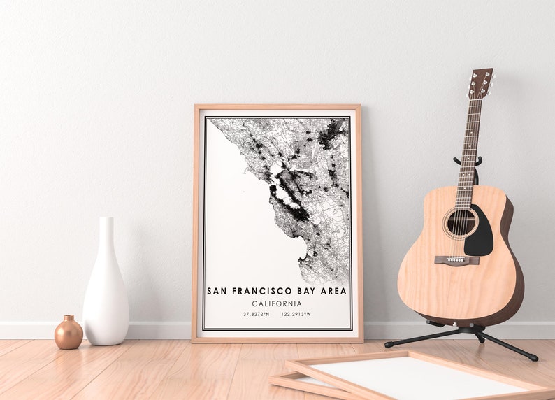 San Francisco Bay Area Map Print Poster Canvas | California Map Print ...