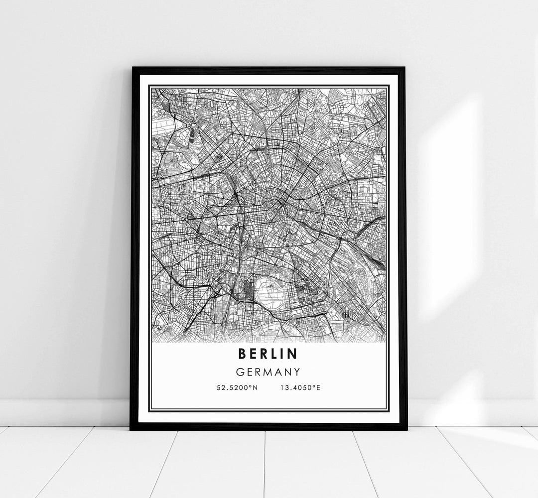 Berlin Map Print Poster Canvas | Germany Map Print Poster Canvas ...
