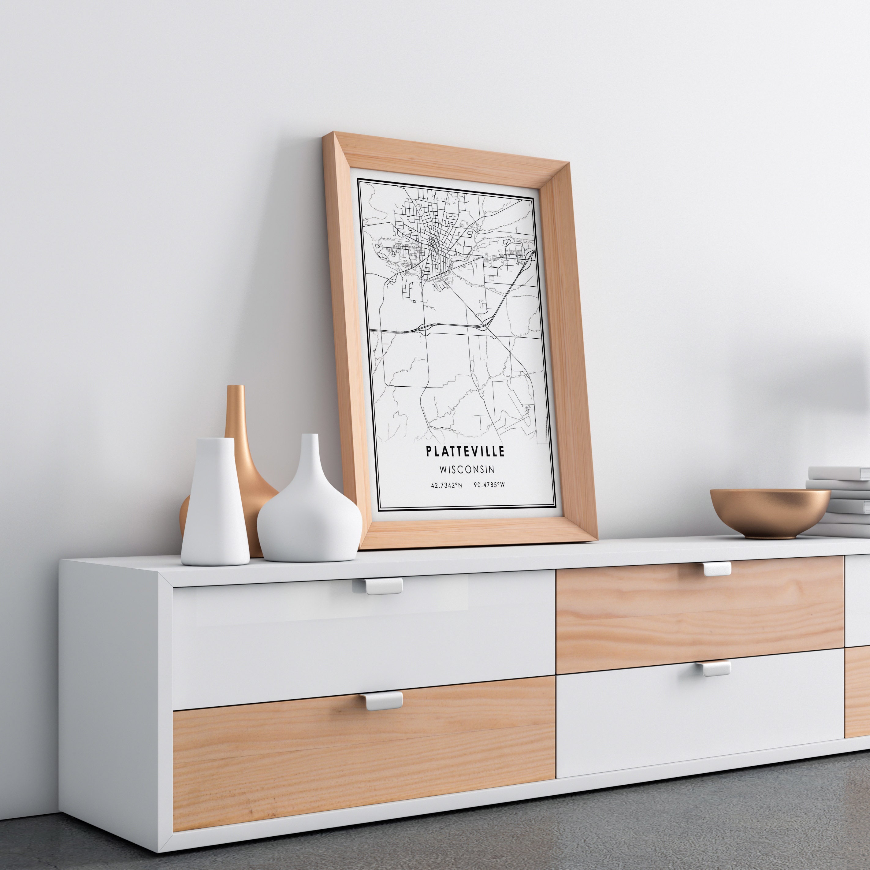Platteville Map Print Poster Canvas | Wisconsin Map Print Poster Canvas ...
