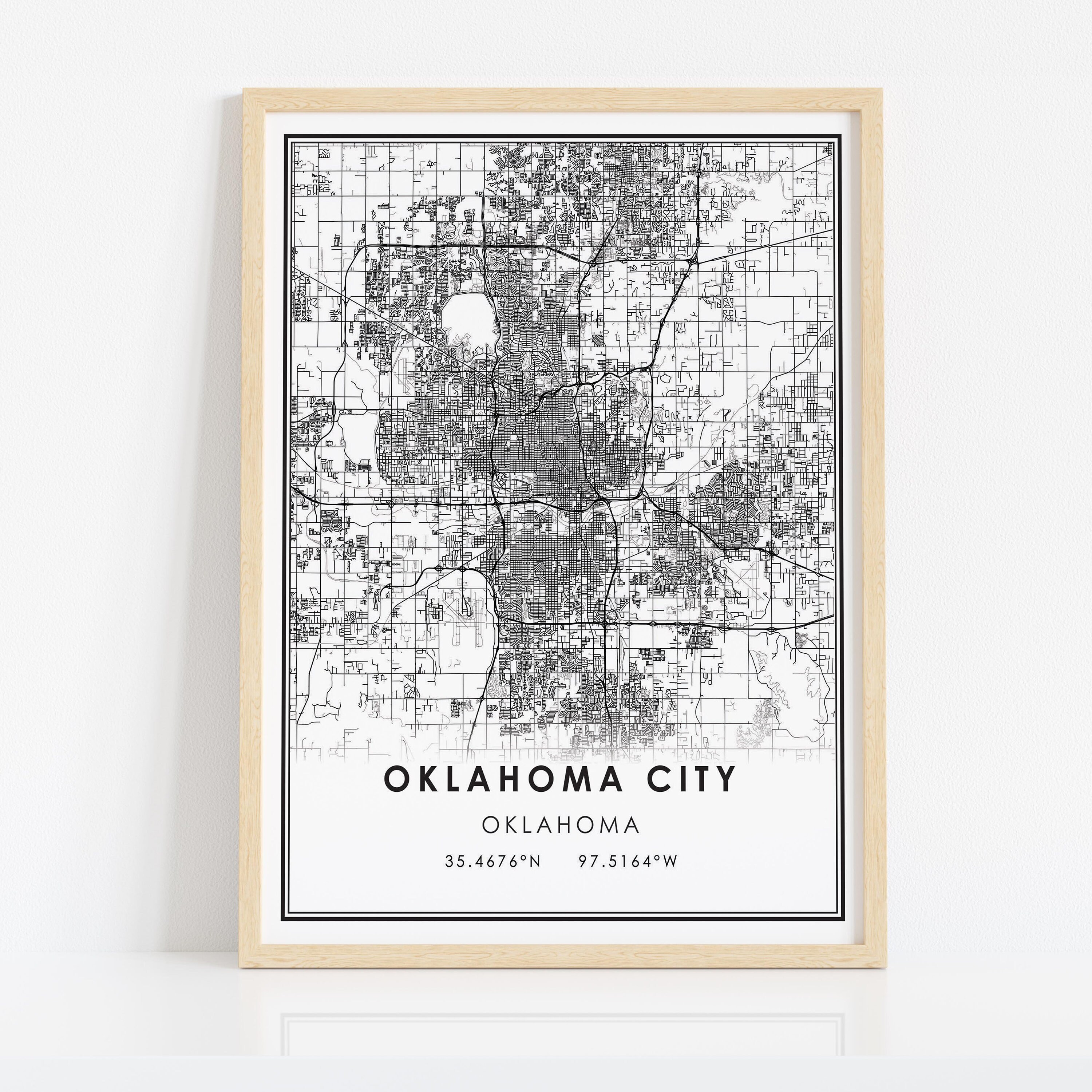 Oklahoma City Map Print Poster Canvas Oklahoma Map Print - Etsy