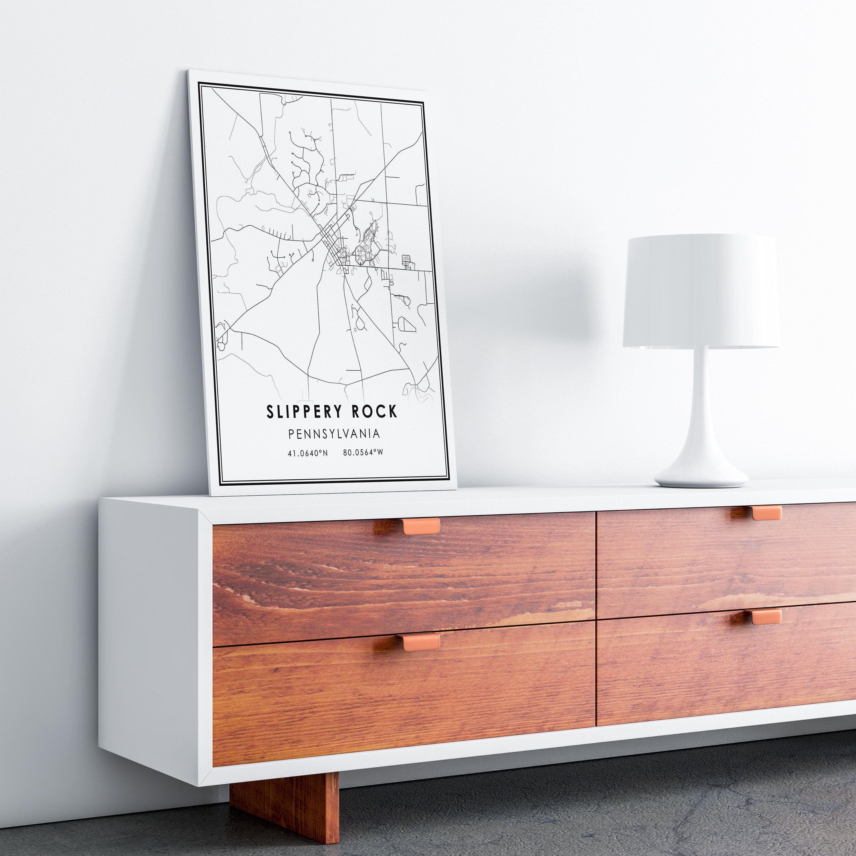 Slippery Rock Map Print Poster Canvas | Pennsylvania Map Print Poster ...