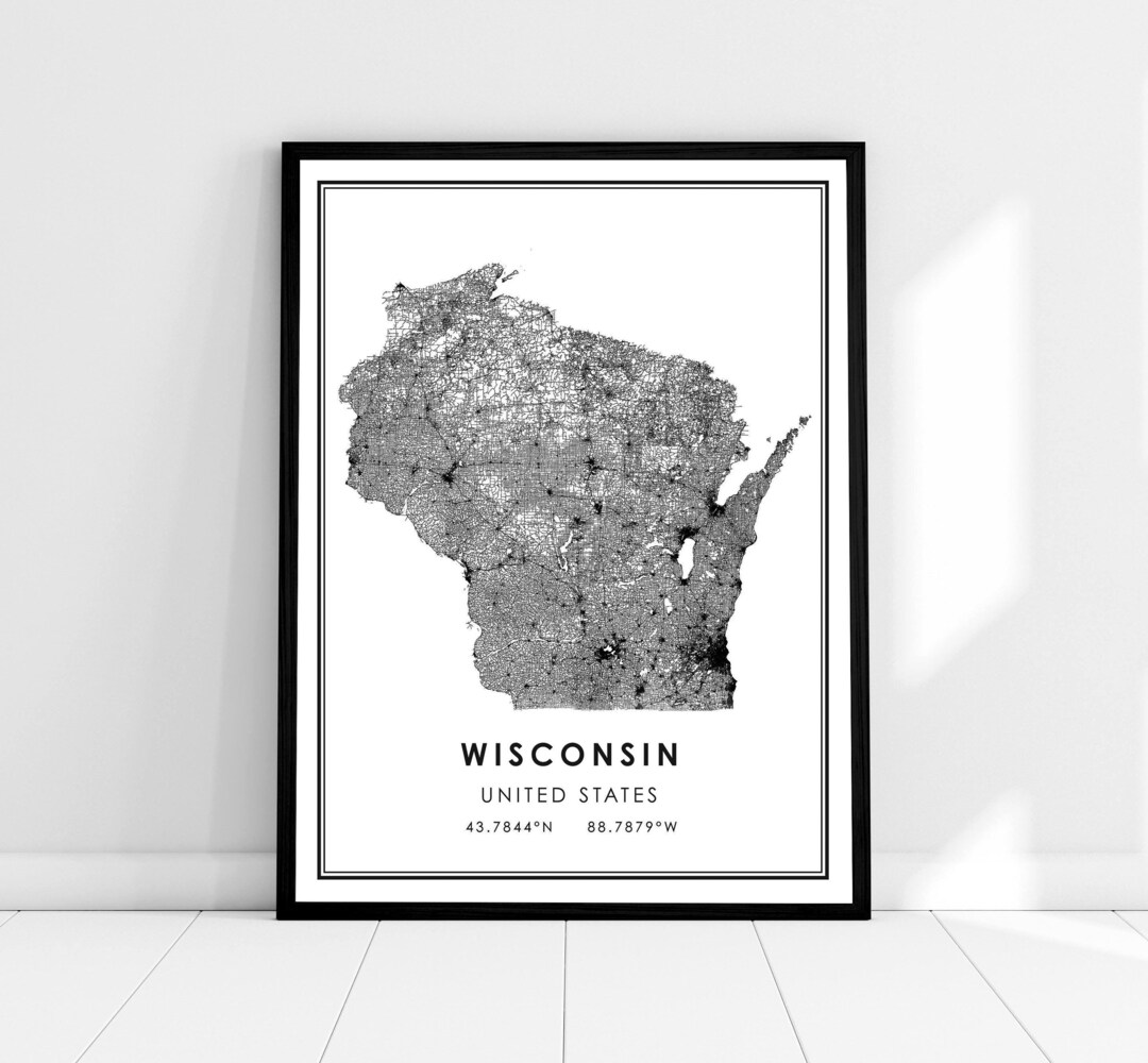 Wisconsin United States Map Print Poster Canvas | Wisconsin United ...
