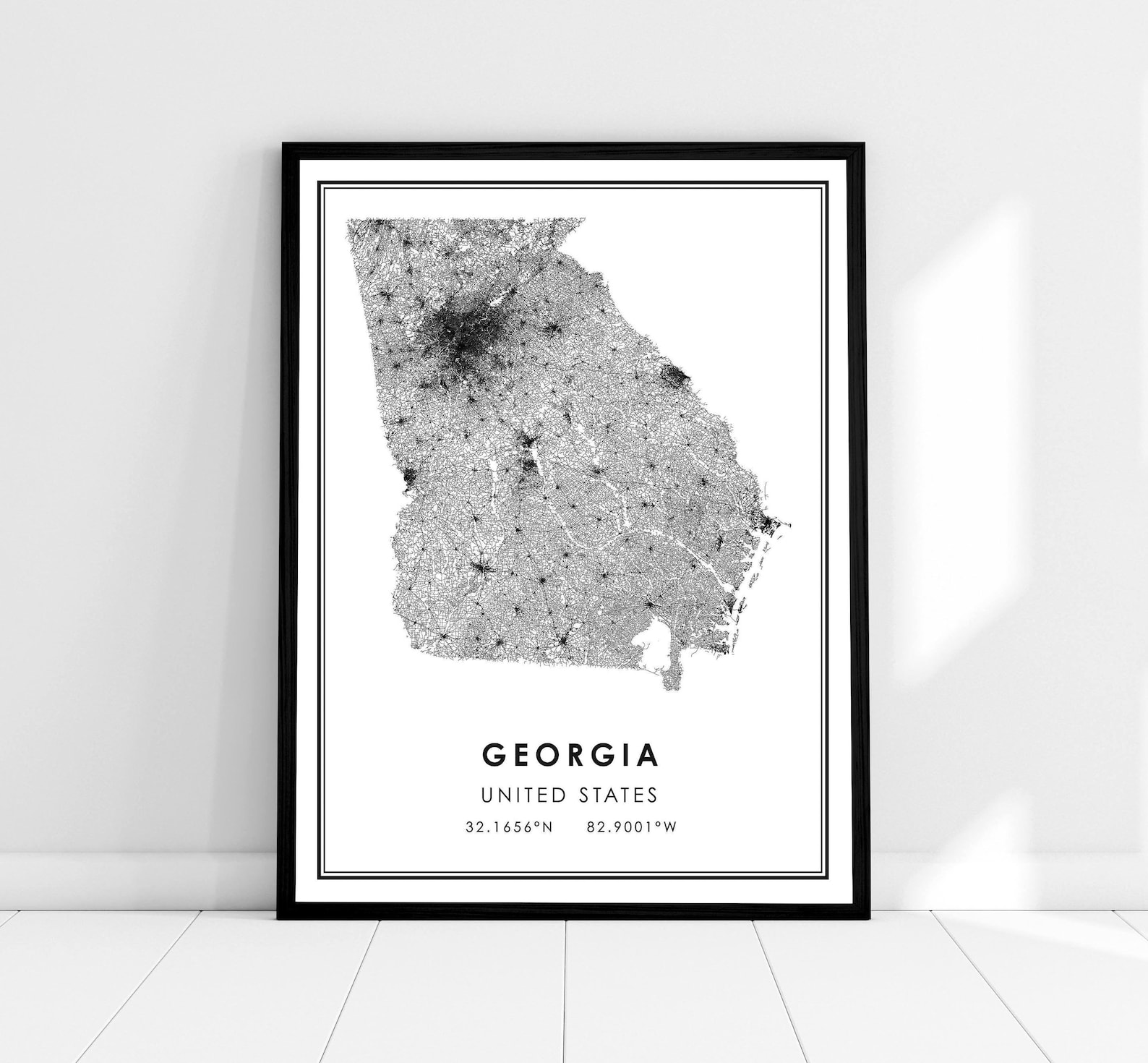 Georgia US Map Print Poster Canvas | Georgia United States Road Map ...