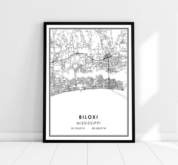 Biloxi Map Print Poster Canvas Mississippi Map Print Poster - Etsy