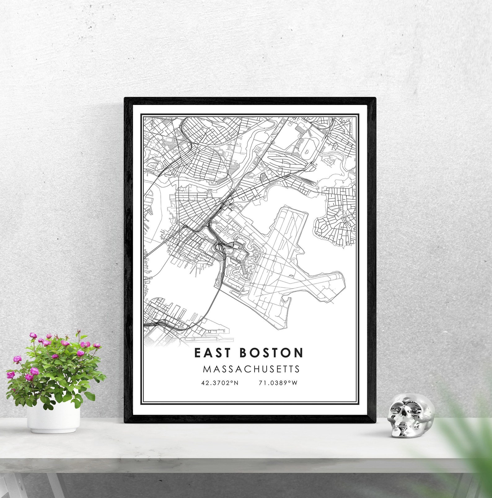 East Boston map print poster canvas Massachusetts map print | Etsy