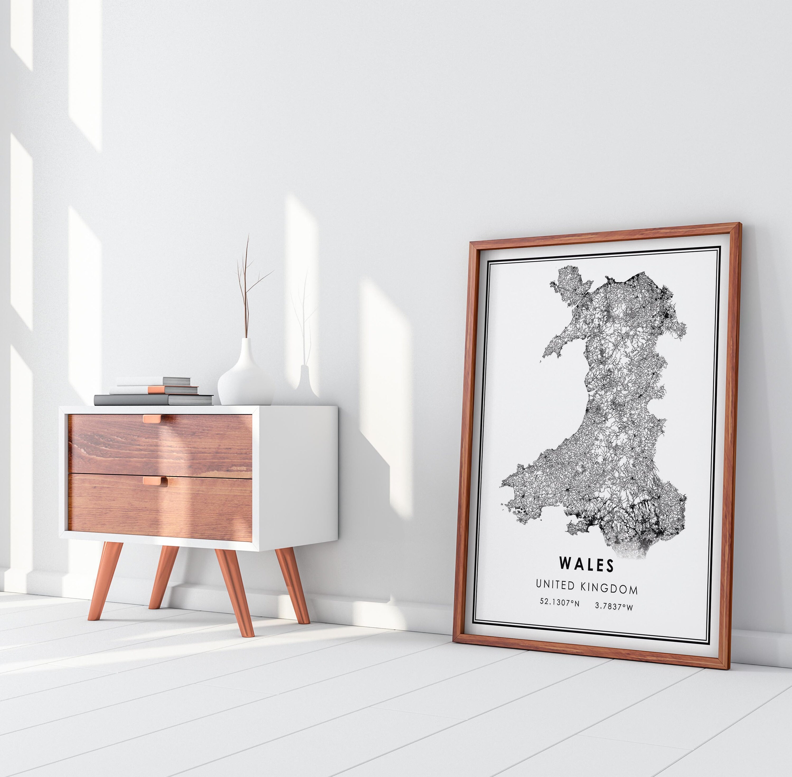 Wales Country Map Print Poster Canvas United Kingdom Map - Etsy
