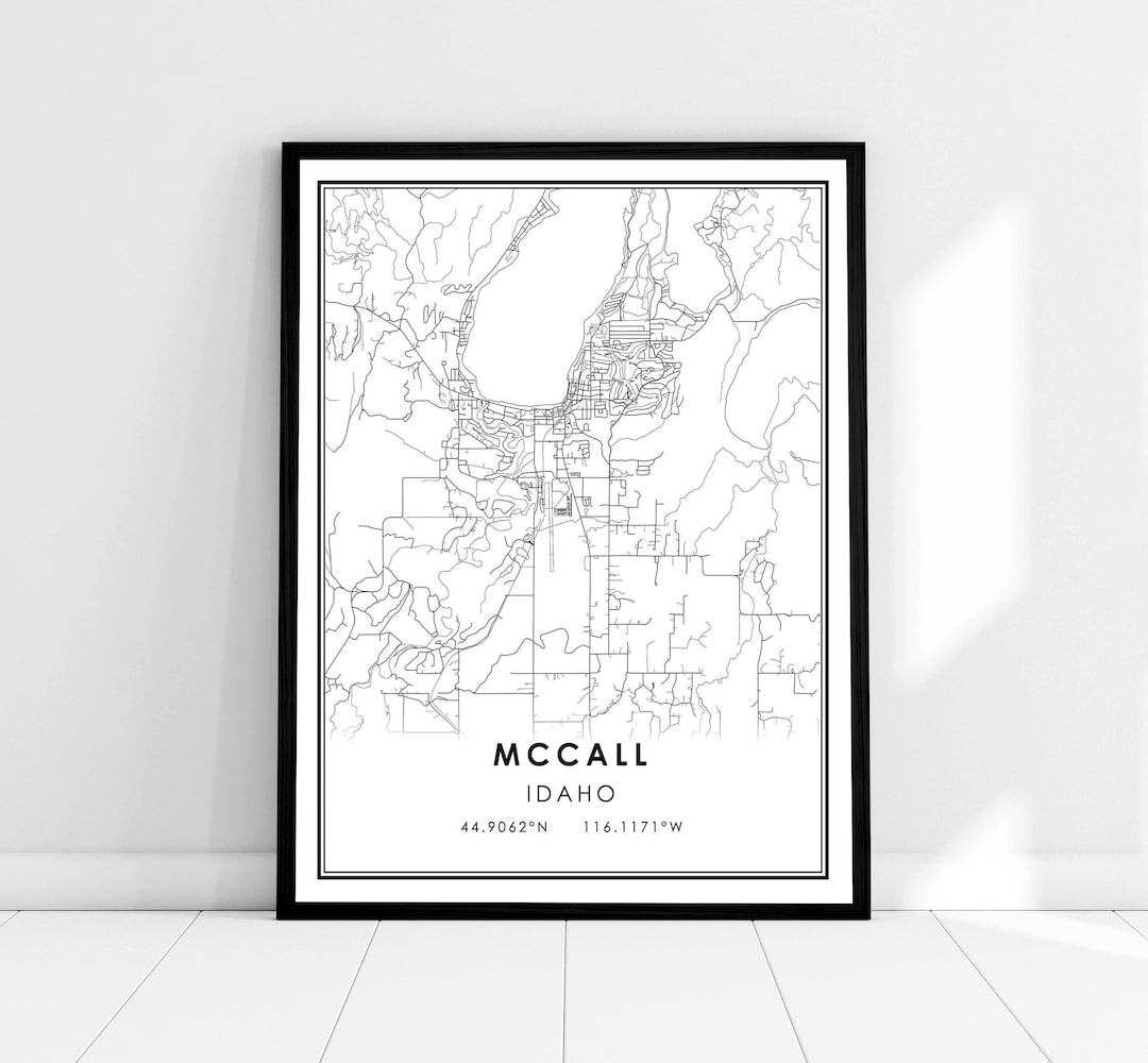 Mccall Map Print Poster Canvas | Idaho Map Print Poster Canvas | Mccall ...