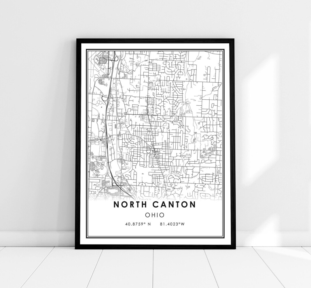 North Canton Map Print Poster Canvas | Ohio Map Print Poster Canvas ...
