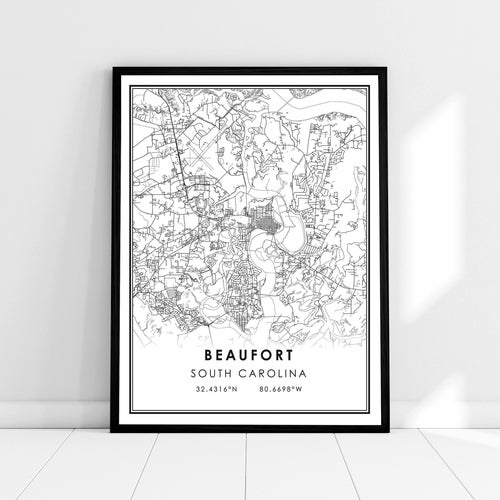 Beaufort City Art Print Map of Beaufort South Carolina - Etsy