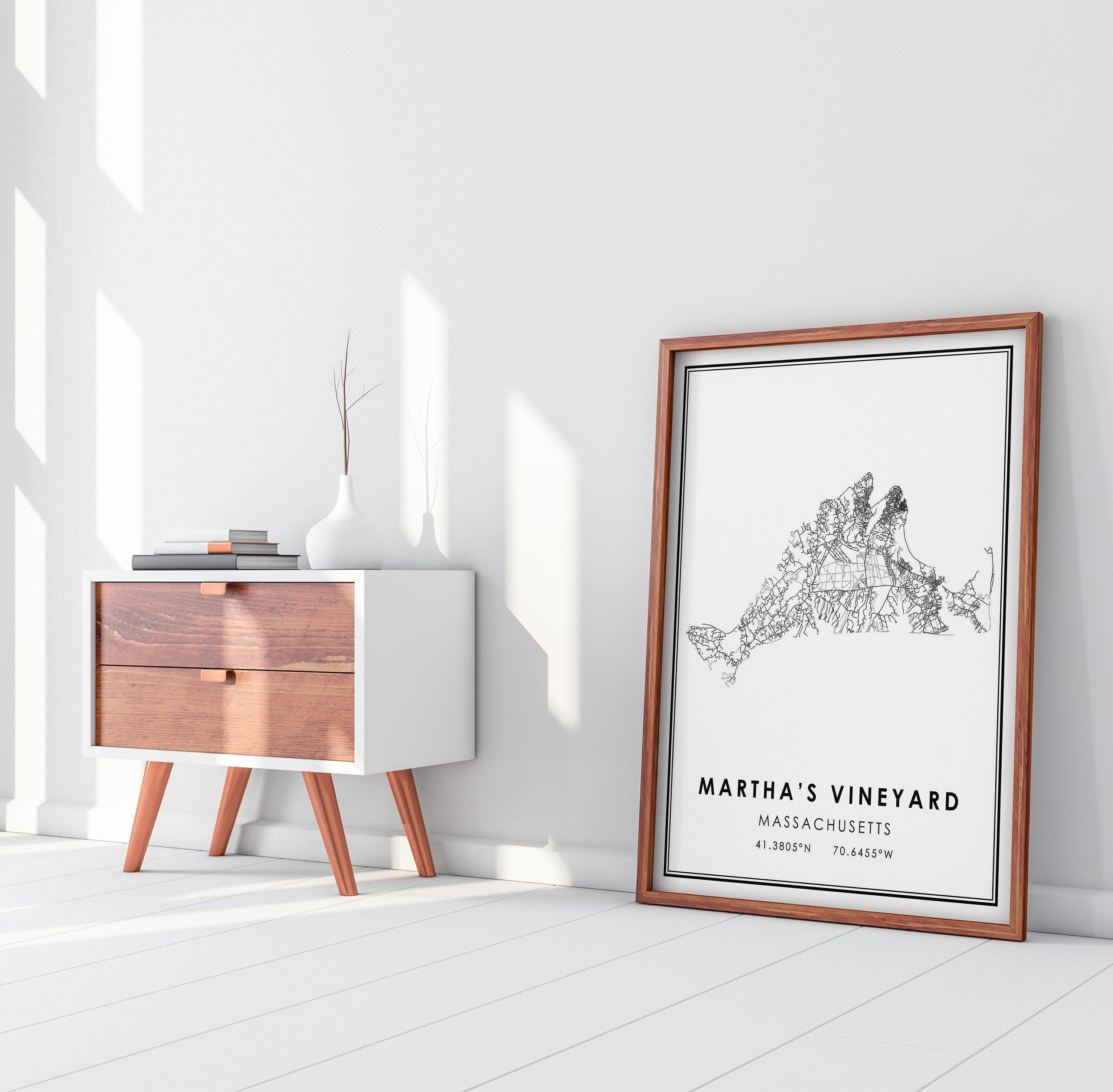 Martha's Vineyard mapa imprimir póster lienzo / Mapa de - Etsy México